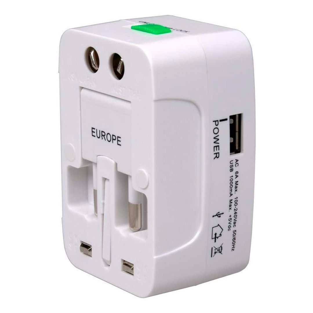 Adaptador universal con 2 salidas USB, blanco - Panamericana