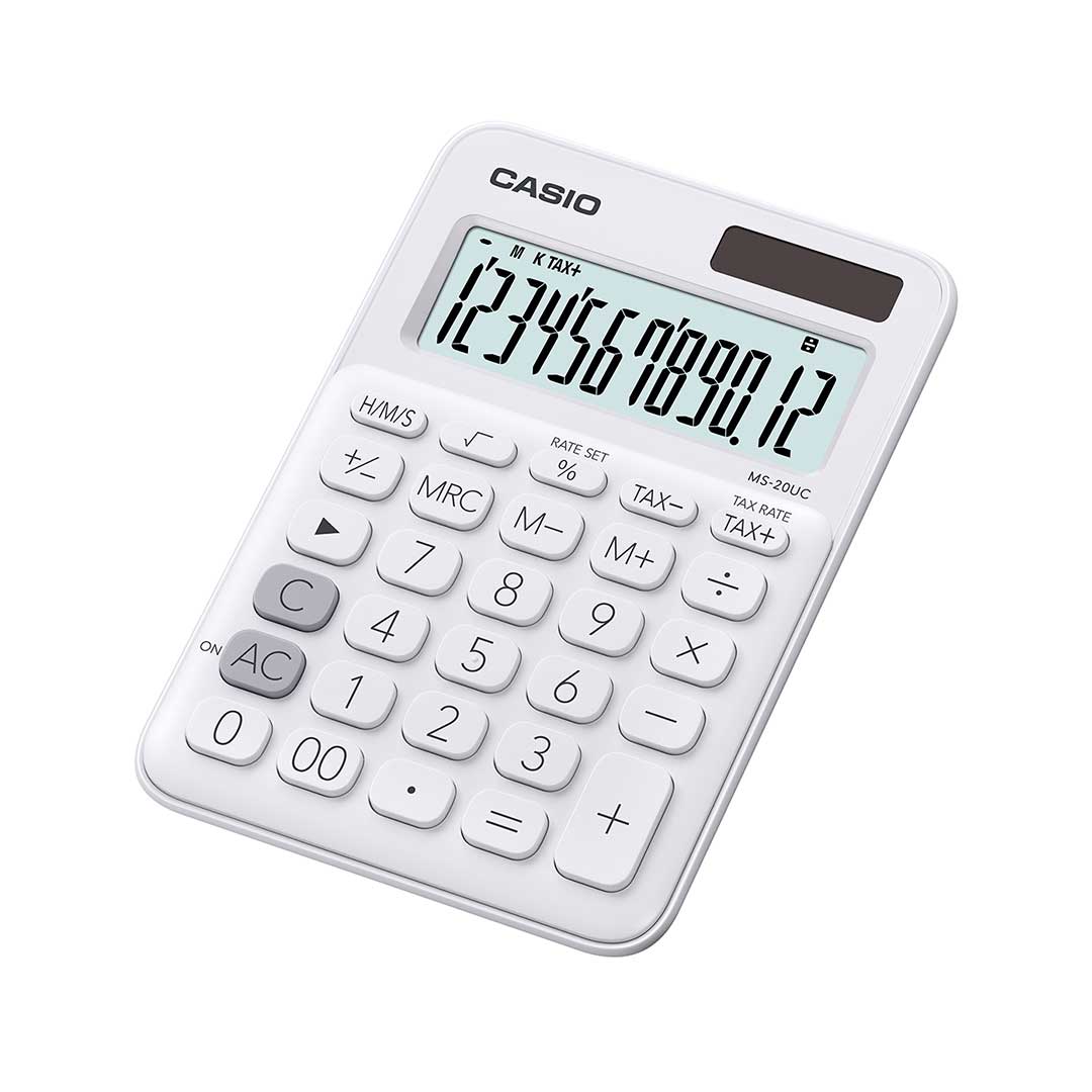Calculadora básica Casio 12 dígitos MS-20UC-WE, blanca - Panamericana